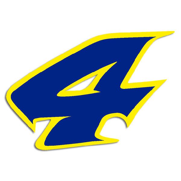 Adesivo numero moto 4 blu scuro e giallo